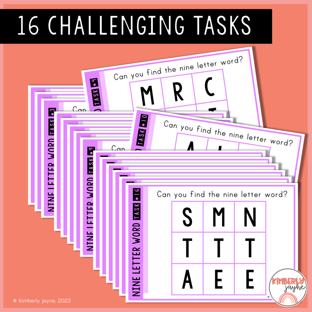 Nine Letter Word Puzzle Task Cards - Gifted & Talented Students