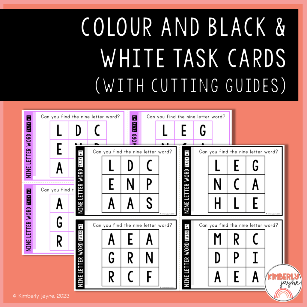 Nine Letter Word Puzzle Task Cards - Gifted and Talented Students