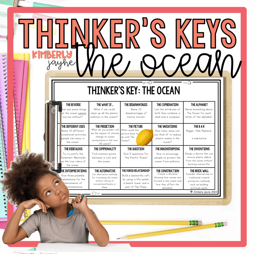 Ocean themed Thinker's Keys for Gifted & Talented Students Enrichment Tasks